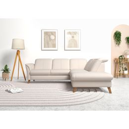 Sit & More Ecksofa SIT & MORE, B:250cm H:91cm T:220cm, beige, 100% Polyester, Wohnzimmer, Sofas, "Romero L-Form", wahlweise mit oder ohne TV-Funktion,