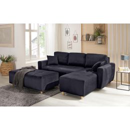 Ecksofa Home Affaire, B:220cm H:86cm T:160cm, grau, Microfaer (100% Polyester);Struktur fein (100% Polyester);Samtoptik (100% Polyester), Wohnzimmer,