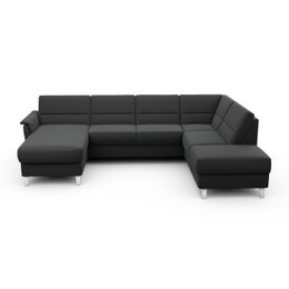 Sit & More Wohnlandschaft SIT & MORE, B:308cm H:89cm T:212cm, schwarz, 100% Polyester, Sofas, "Palmera U-Form, B: 308 cm", optional Bettfunktion & Bettkasten,
