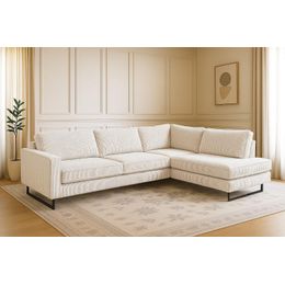 Ecksofa Home Affaire, B:290cm H:85cm T:217cm, beige, 92% Polyester, 8% Nylon, Wohnzimmer, Sofas, "Pinto, 290 cm, Cord, Chenille, Lederoptik, Ottomane