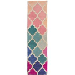 L&auml;ufer FLAIR RUGS, B:60cm H:10mm L:230cm, pink, Wolle, Flur, Teppiche, "Rosella", 100% Wolle, mehrfarbig, Ornamente, mit Hoch-Tief-Effekt,