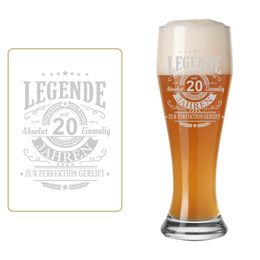 LUXENTU Bierglas "Weizenbierglas mit Gravur Legende seit 20 Jahren 0,5 l transparent"transparent, Trinkgefäße