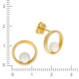 Diamonds by Ellen K. Damen Paar Ohrstecker "Gold 375 Perle wei&szlig; 4,5mm", one-size, Gold, gelb, FASCINATION BY ELLEN K., Gold, Ohrringe