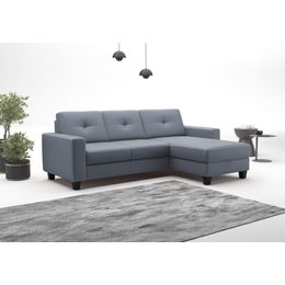 Ecksofa Places of Style, B:239cm H:91cm T:164cm, blau, Wohnzimmer, Sofas, "Varese", wahlweise mit Bettfunktion und Bettkasten