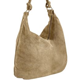 Heine Damen Beuteltasche, beige, Leder, unifarben, Taschen