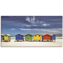 Wandbild Artland, B:100cm H:50cm, bunt, Wohnzimmer, Bilder, "Bunte Strandhäuser bei Kapstadt", als Alubild, Outdoorbild, Leinwandbild, Poster,