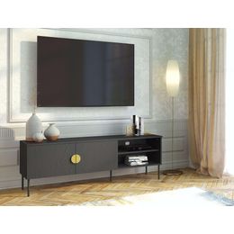 Lowboard Home Affaire, B:160cm H:53,6cm T:40cm, schwarz, Melamin, Wohnzimmer, Sideboards, "BELLOT TV-Schrank mit 2 T&uuml;ren, Ma&szlig;e B/T/H: 160/40/53,6