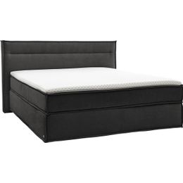 Boxspringbett Musterring, B:200cm L:215cm, schwarz, Komplettbetten, "JustB SC100", schwebende Optik, inklusive Topper, verschiedene Farben, 180 x 200