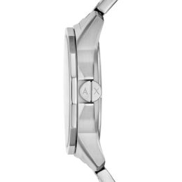 Armani Exchange Herren Quarzuhr, silber, Armbanduhren, Armbanduhr, Herrenuhr, Edelstahlarmband, analog, Tag, Wochentag