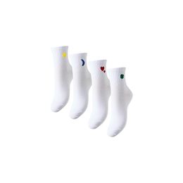 Pieces Damen Tennissocken "PCMOVA 4 PACK SOCKS NOOS BC", Gr. 1, wei&szlig;, Elasthan, Polyester, bestickt, Socken
