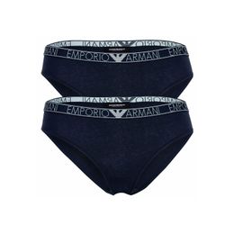 Emporio Armani Damen Slip "Slip 2er Pack", Gr. S, blau, Obermaterial: 95% Baumwolle CO. 5% Elasthan EL., Unterhosen