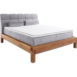 Boxspringbett Home Affaire, B:179cm L:231cm, grau, Polyester, Komplettbetten, "Villads", Liegefl&auml;che: 160/200 cm aus Balkeneiche,
