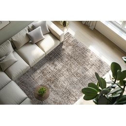 Teppich Obsession, B:240cm H:13mm L:300cm, grau, Polyester, Wohnzimmer, Teppiche, "My Bella 235", modernes abstraktes Design, Hoch-Tief Effekt, mit