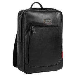 Bugatti Damen Laptoprucksack "CLARK", schwarz, Leder, Rindsleder, Rucks&auml;cke, echt Leder