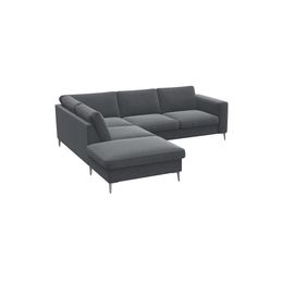 Ecksofa FLEXLUX, B:241cm H:85cm T:225cm, grau, 100% Polyester, Wohnzimmer, Sofas, "Fiore, L-Form", breite Armlehnen, F&uuml;&szlig;e alufarben, B/T 241/225 cm,