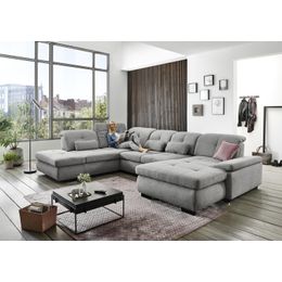 Ecksofa DIE PLANBAR, B:371cm H:85cm T:260cm, silber, 85% Polyester;15% Nylon, Wohnzimmer, Sofas, "MP-IN16012 L-Form, mit Kaltschaum-Polsterung",