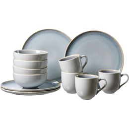 Ritzenhoff & Breker Kombiservice "Geschirr-Set, Service Skagen Stone", 12 Stk., blau, RITZENHOFF & BREKER, Geschirr-Sets, Reaktivglasur, 12 Teile, für 4 Personen