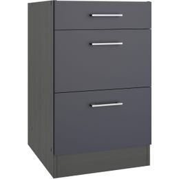Unterschrank KOCHSTATION, B:50cm H:82cm T:60cm, grau, Spanplatte, Küche, Schränke, "KS-Milan", Auszugschrank 50 cm, matte oder hochglänzende Fronten