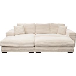 Polstergarnitur WERK2, B:286cm H:84cm T:184cm, weiß, 100% Polyester, Sitzmöbel-Sets, "Eden L-Form + Hocker. Mega Couch Breite 286cm, Cord", Design