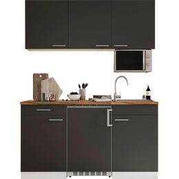 Pantryk&uuml;che respekta, B:150cm H:200cm T:60cm, grau, Komplettk&uuml;chen-Sets, "Luis, mit Glaskeramikkochfeld, wahlweise mit Mikrowelle, Korpus Wei&szlig;",