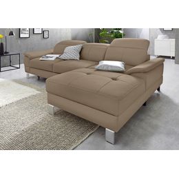 Ecksofa, B:270cm H:94cm T:175cm, braun, exxpo - SOFA FASHION, Kunstleder SOFTLUX;NaturLEDER (echtes Rindsleder) in Sitz und Rücken. Korpus in
