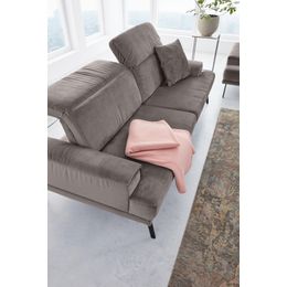 2-Sitzer Musterring, B:198cm H:79cm T:130cm, grau, 100% Polyester, Sofas, "MR 4580", inkl. Kopf- und Sitztiefenverstellung, Fu&szlig; schwarz, B198 x T103