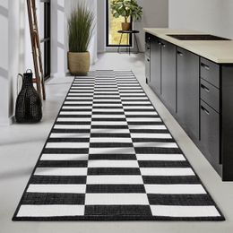 Teppich my home, B:80cm H:5mm L:300cm, schwarz-wei&szlig;, Polypropylen, Wohnzimmer, Teppiche, "Viela Outdoor Wendeteppich, auch als L&auml;ufer erh&auml;ltlich",