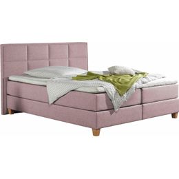Boxspringbett Home Affaire, B:111cm L:209cm, rosa, Struktur fein (100% Polyester), Komplettbetten, "Casey", in 5 Breiten, 3 Ausf&uuml;hrungen, 2