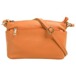 CLUTY Damen Umh&auml;ngetasche, orange, Leder, unifarben, Taschen, echt Leder, Made in Italy