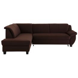 Ecksofa Home Affaire, B:254cm H:80cm T:186cm, braun, Struktur (100% Polyester);Primabelle-Microfaser (100% Polyester);Antikleder-Optik Melrose (100%