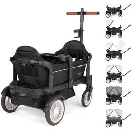 BABYGO Kinder Bollerwagen "Cozy Rider", schwarz, Metall, Stoff, Bollerwagen, klein zusammenfaltbar