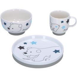 Sterntaler Kinder Kindergeschirr-Set "Eisb&auml;r Elia", wei&szlig;, Porzellan, Silikon, Geschirr-Sets