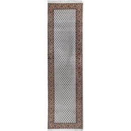 L&auml;ufer Theko, B:80cm H:12mm L:200cm, braun, Schurwolle, Flur, Teppiche, "Chandi Mir", Teppich-L&auml;ufer, reine Wolle, handgekn&uuml;pft, mit Fransen