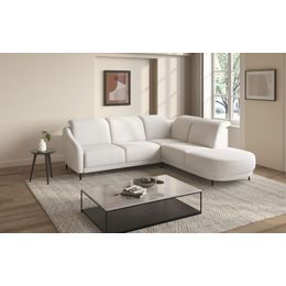 Sit & More Ecksofa SIT & MORE, B:258cm H:93cm T:249cm, wei&szlig;, 100% Polyester, Wohnzimmer, Sofas, "Blues L-Form", wahlweise mit Klapptisch und USB