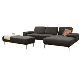 Ecksofa W.Schillig, B:319cm H:88cm T:178cm, grau, Longlife Xtra-Leder Z73: Naturwalkleder der Luxusklasse aus den erlesensten Rohh&auml;uten. Hautst&auml;rke
