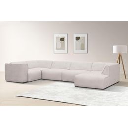 Wohnlandschaft OTTO HOME, B:367cm H:70cm T:206cm, beige, Struktur fein (100% Polyester);Samtoptik (100% Polyester);Samtcord (92% Polyester, 8%