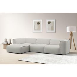 Ecksofa OTTO HOME, B:295cm H:70cm T:162cm, beige, Struktur fein (100% Polyester);Samtoptik (100% Polyester);Samtcord (92% Polyester, 8% Polyamid),