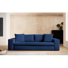 3-Sitzer Home Affaire, B:270cm H:72cm T:113cm, blau, Sofas, "SLEETLAND XXL in Samtvelours oder Vintage-Leder-Optik", besonders groß und bequem