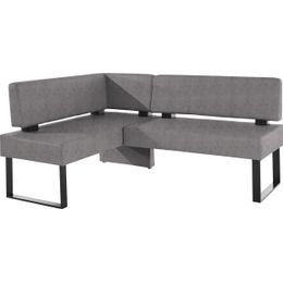 Eckbank Home Affaire, B:180cm H:89cm T:140cm, grau, Holzwerkstoff, Massivholz, Polyester, Esszimmer, Sitzbänke, "Oliver mit Metallgestell,