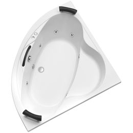 Whirlpool-Badewanne Ottofond, B:140cm L:140cm, wei&szlig;, Sanit&auml;racryl, Badewannen, "Siam Typ 1", 140 cm, inkl. 2 Nackenst&uuml;tzen und 1 Griff in schwarz