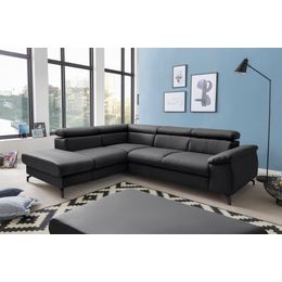 Ecksofa COTTA, B:249cm H:72cm T:207cm, schwarz, Microfaser (100% Polyester);Flachgewebe (100% Polyester), Wohnzimmer, Sofas, "Kitty L-Form, B: 249