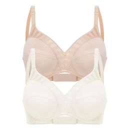 Felina Damen Bügelloser BH "2er Pack BH ohne Bügel Weftloc", Gr. 75, beige, Obermaterial: 75% Polyamid PA. 25% Elasthan EL., BHs