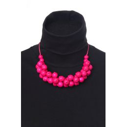 Damen Kette mit Anh&auml;nger "Lea", pink, Basic, Collezione Alessandro, Holz, Halsketten, handgeknotete Holzkugeln
