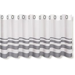 Scheibengardine GERSTER, B:140cm H:50cm, grau, Polyester, Gardinen, "Eskil", HxB: 50x140, mit modernem Streifen Design