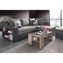 Ecksofa Collection AB, B:226cm H:85cm T:160cm, schwarz, Zierkissen: 100% Polyester;Struktur (100% Polyester);Kunstleder SOFTLUX / Struktur (80%