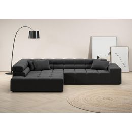 Ecksofa Inosign, B:319cm H:70cm T:215cm, grau, Struktur (85% Polyester, 15% Viskose);Luxus-Microfaser weich (98% Polyester, 2% Nylon);Velours (100%