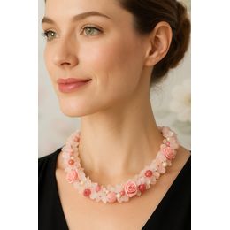 Damen Kette mit Anh&auml;nger "Rosalia", rosa, Basic, Collezione Alessandro, Glas, Halsketten, Romantisches Bl&uuml;tendesign mit Glassteinen
