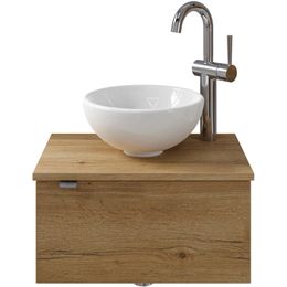 Waschtisch SAPHIR, B:51cm H:39,8cm T:35cm, braun, Badezimmer, Waschtische, "Serie 6915 Waschschale mit Unterschrank für Gästebad, Gäste WC", 51 cm