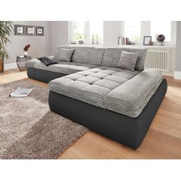 Ecksofa DOMO collection, B:300cm H:80cm T:172cm, schwarz-weiß, Kunstleder SOFTLUX / Struktur (90% Polyester, 10% Polyacryl), Wohnzimmer, Sofas,