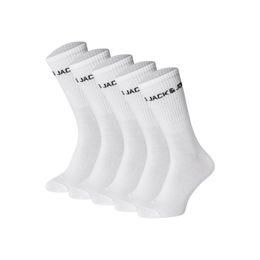 Jack & Jones JACK & JONES Mädchen Kurzsocken "Socken JACBASIC LOGO TENNIS SOCK 5 PACK JNR 5er Pack", Gr. 38, weiß, Obermaterial: 72% Baumwolle CO. 26% Polyester